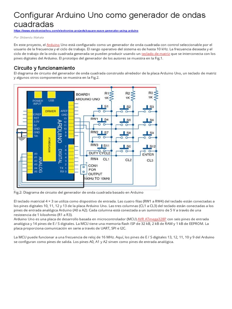 Configurar Arduino Uno Como Generador de Ondas Cuadradas | PDF | Arduino | Microcontrolador