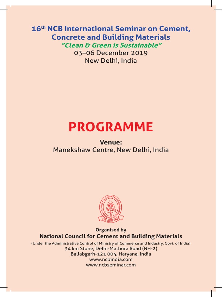 Programme Booklet - 2019 | Download Free PDF | Cement | Building Materials