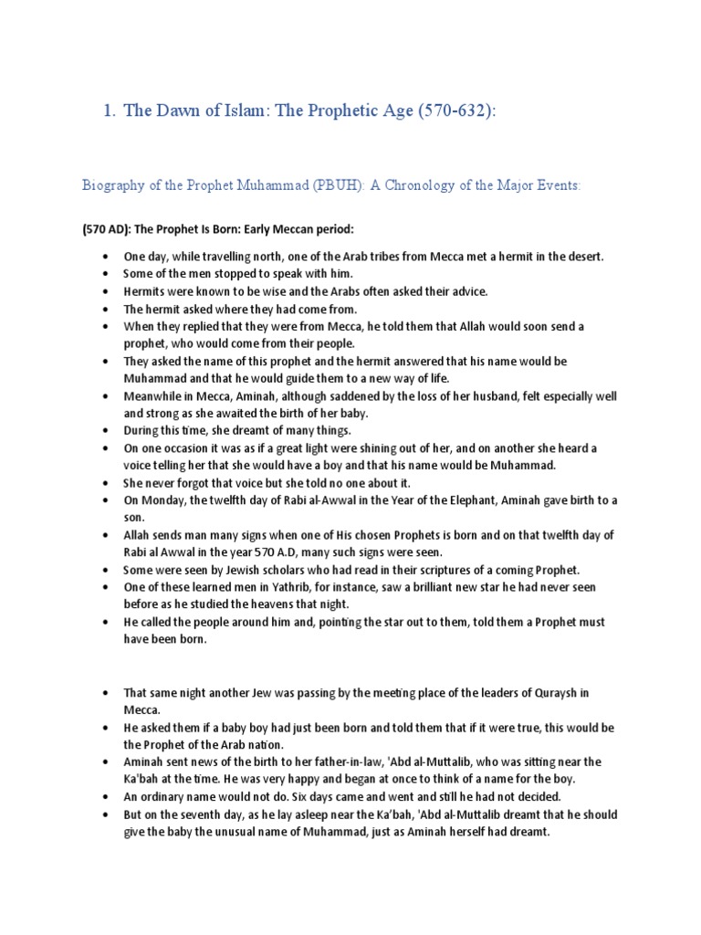 The Dawn of Islam The Prophetic Age (570-632) | PDF | Muhammad | Ali