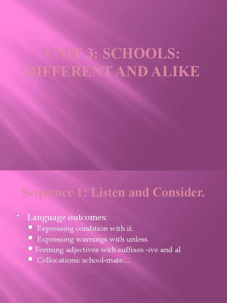 Unit 3 Schools Different and Alike | PDF | Stress (Linguistics ...