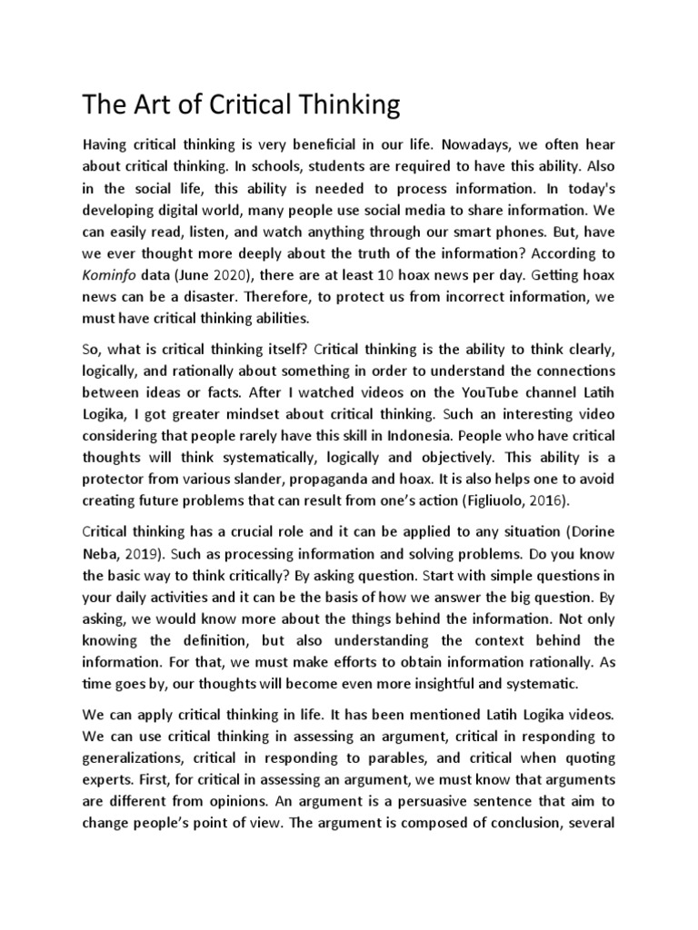 Critical Thinking | PDF | Argument | Critical Thinking
