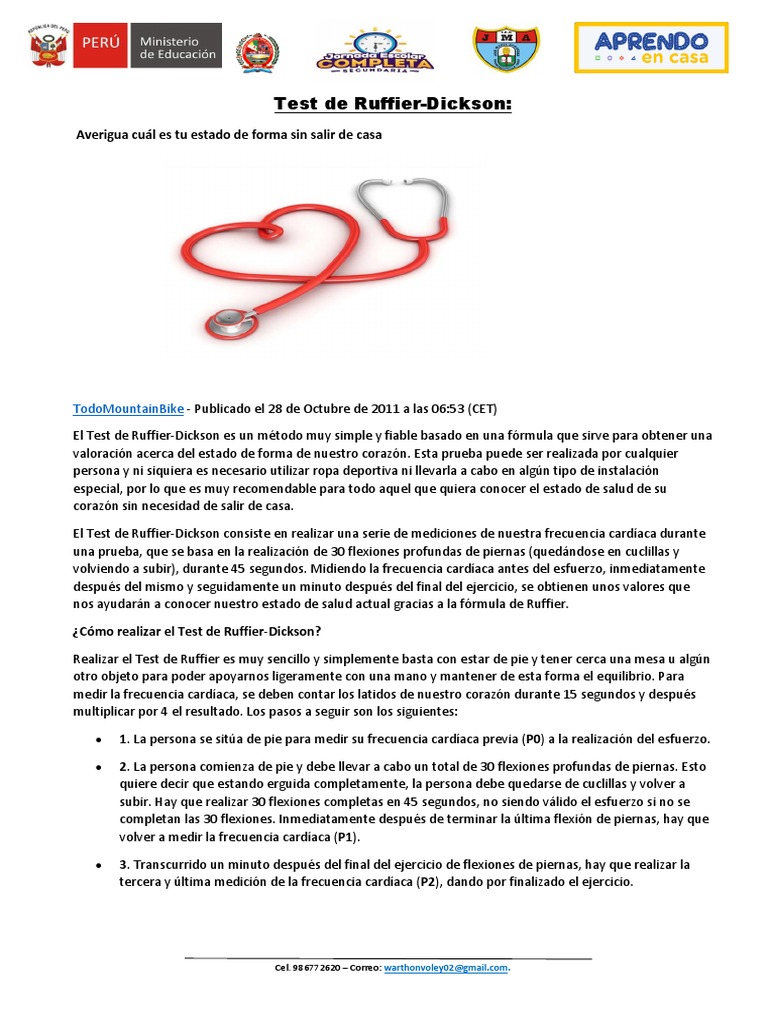 Protocolo Del "Test Ruffier-Dickson" | PDF