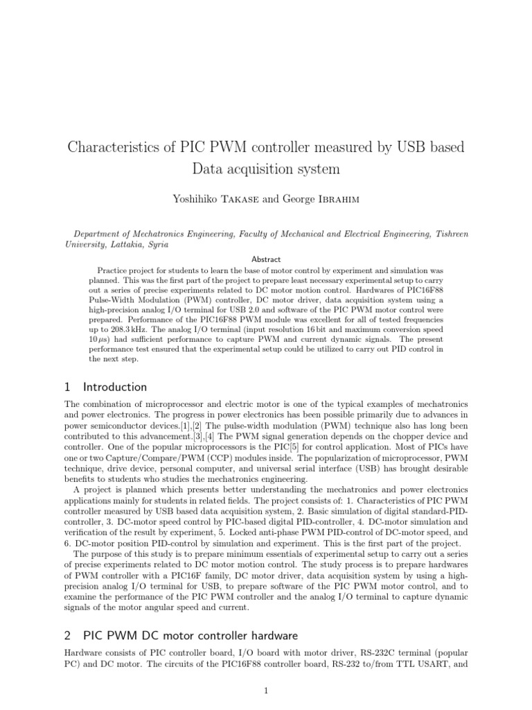 PIC PWM Controller | PDF | Data Acquisition | Power Electronics