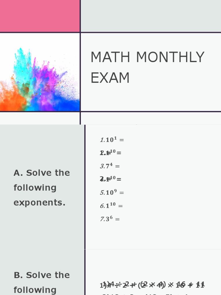 Math Monthly Exam | PDF