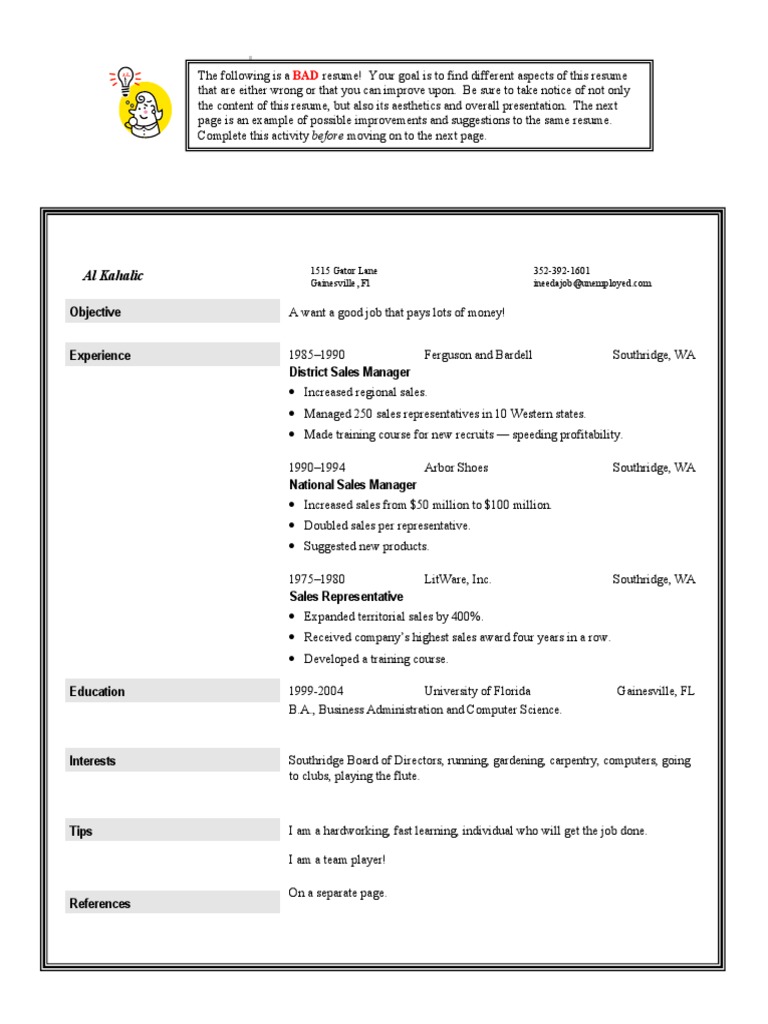 Bad Resume Example | Download Free PDF | Advertising | Programmer