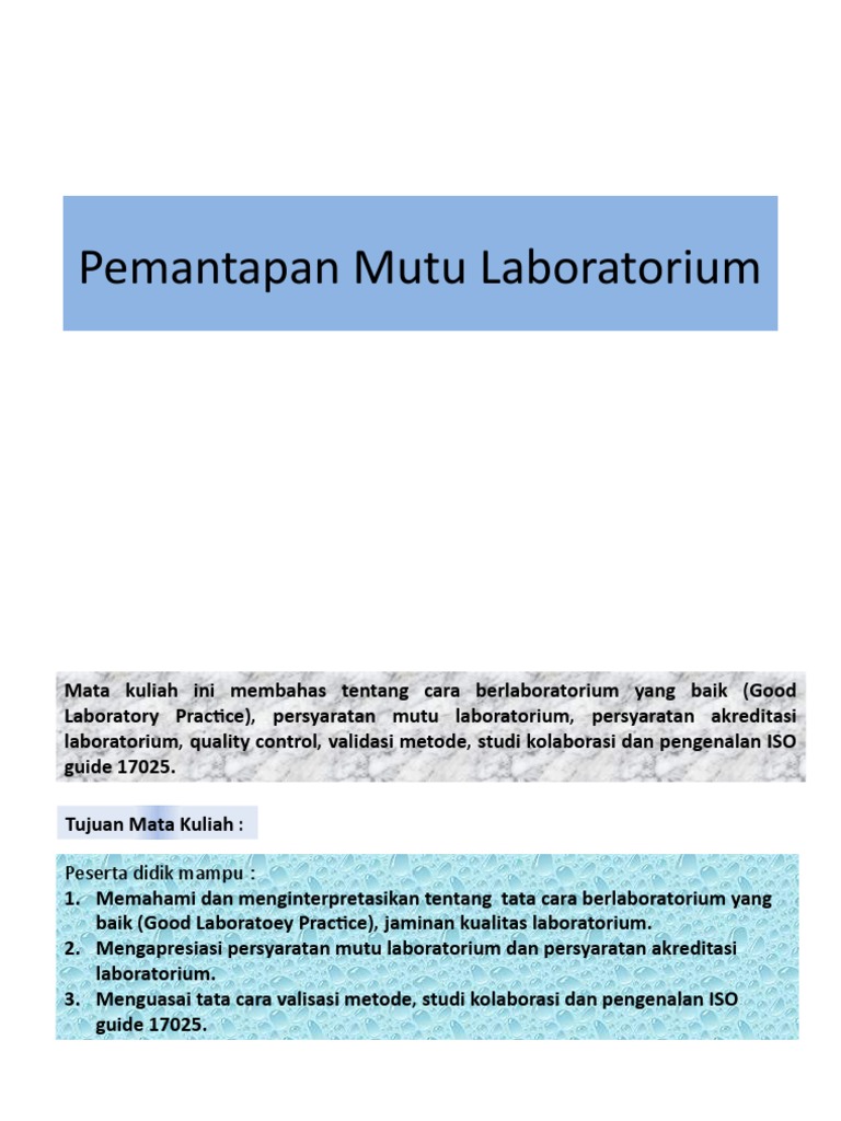 Pemantapan Mutu Laboratorium | PDF