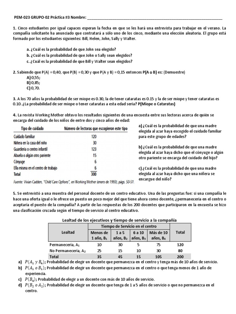 PRÁCTICA #3. Ejercicios de Probabilidad Clasica | PDF