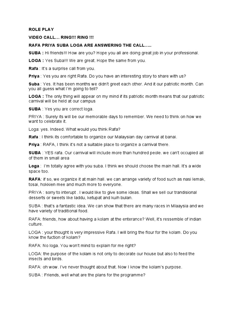 Role Play Script CF | PDF | Dances