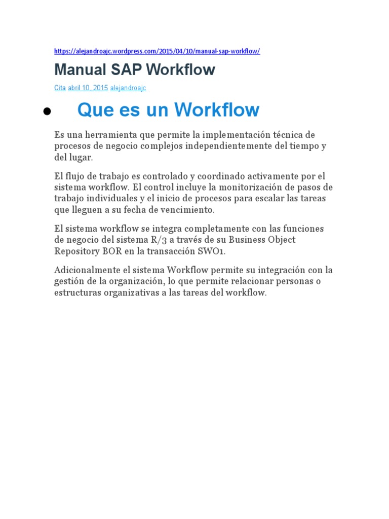 Manual SAP Workflow Con Ejemplo Completo | PDF | Objeto (informática ...