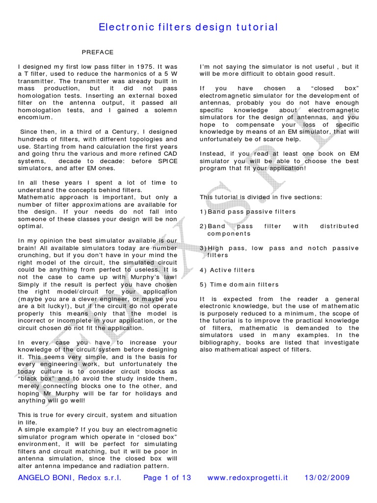 Electronic Filter Design Tutorial1 | PDF | Electronic Filter | Inductor