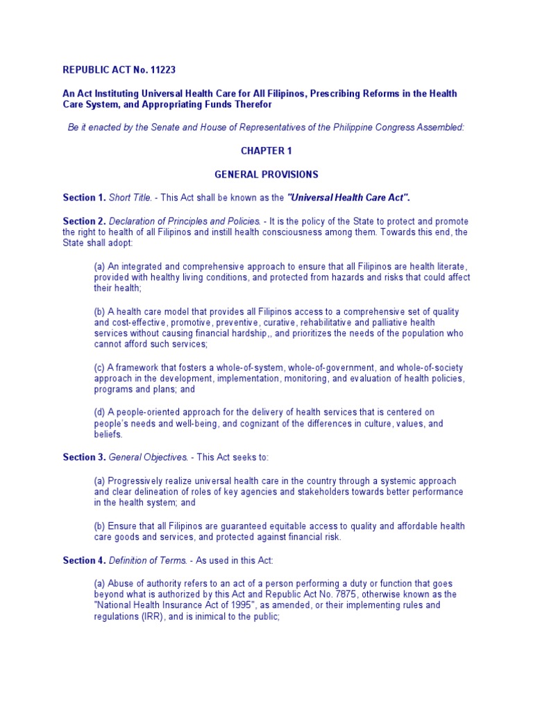 RA 7875 Amended by RA 11223 Universal Health Care Act | PDF ...