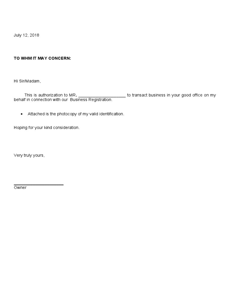 Business Registration Authorization | PDF