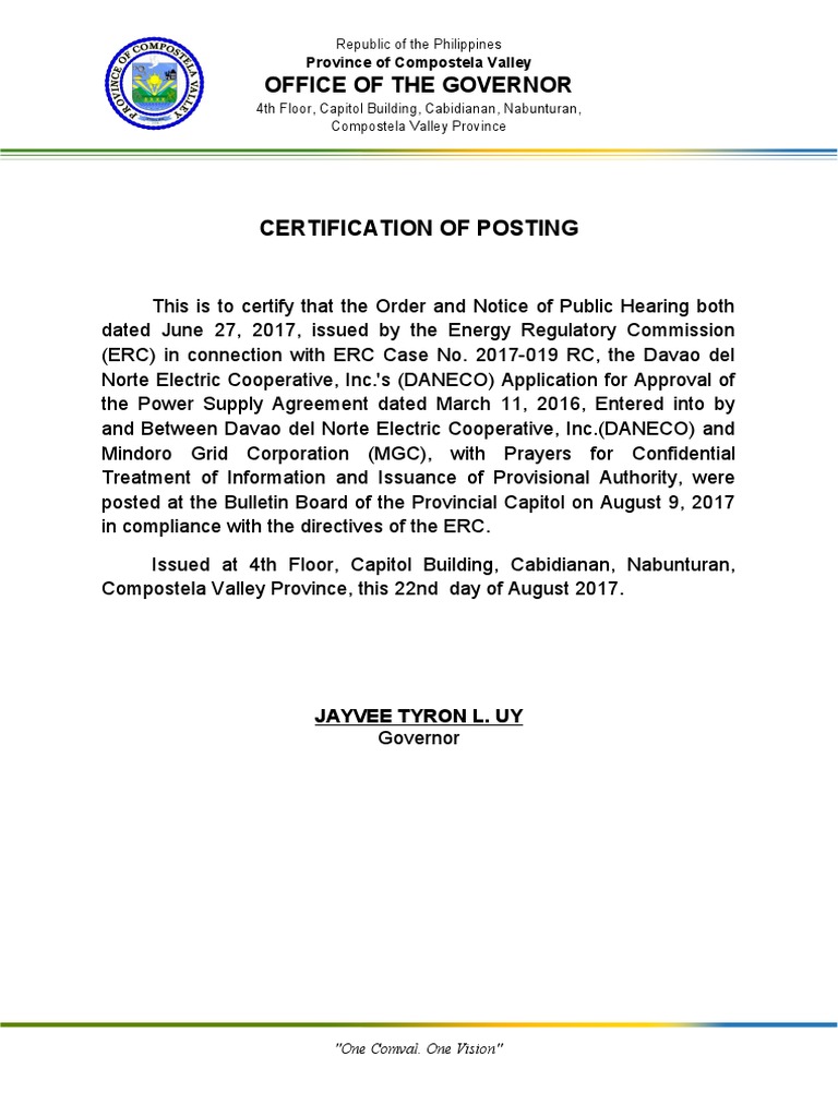 Certificate of Posting ERC | PDF