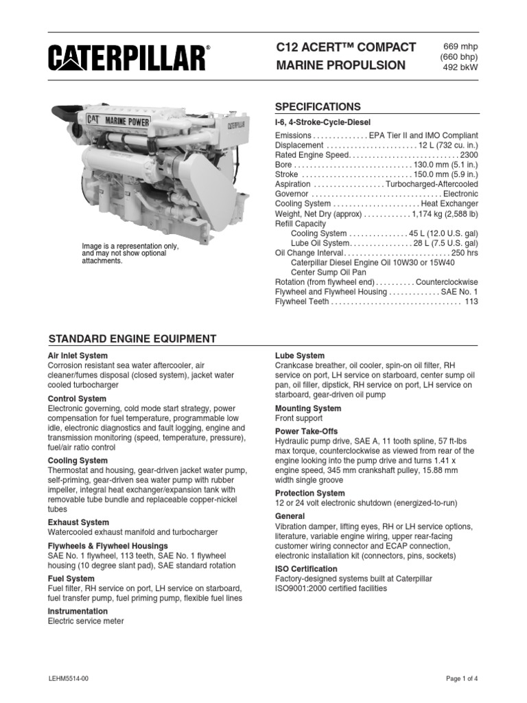 Specifications: C12 Acert™ Compact Marine Propulsion | PDF | Horsepower ...