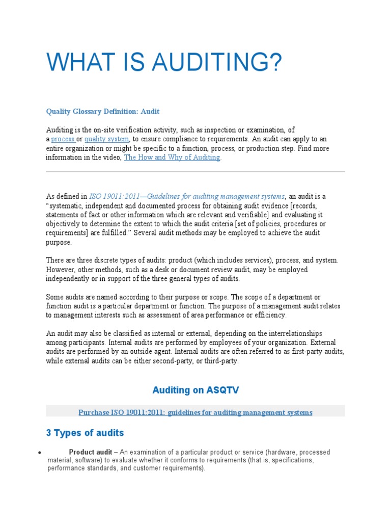 What Is Auditing?: Quality Glossary Definition: Audit | PDF | Audit ...