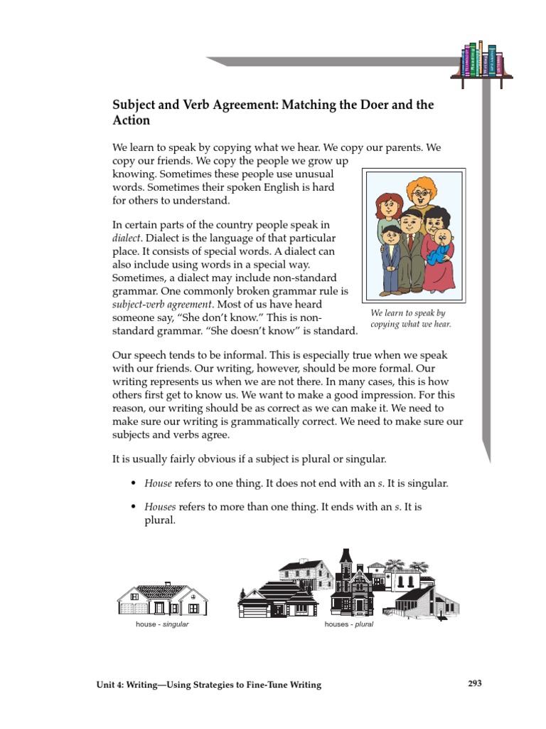 Subject and Verb Agreement: Matching The Doer and The Action | PDF ...