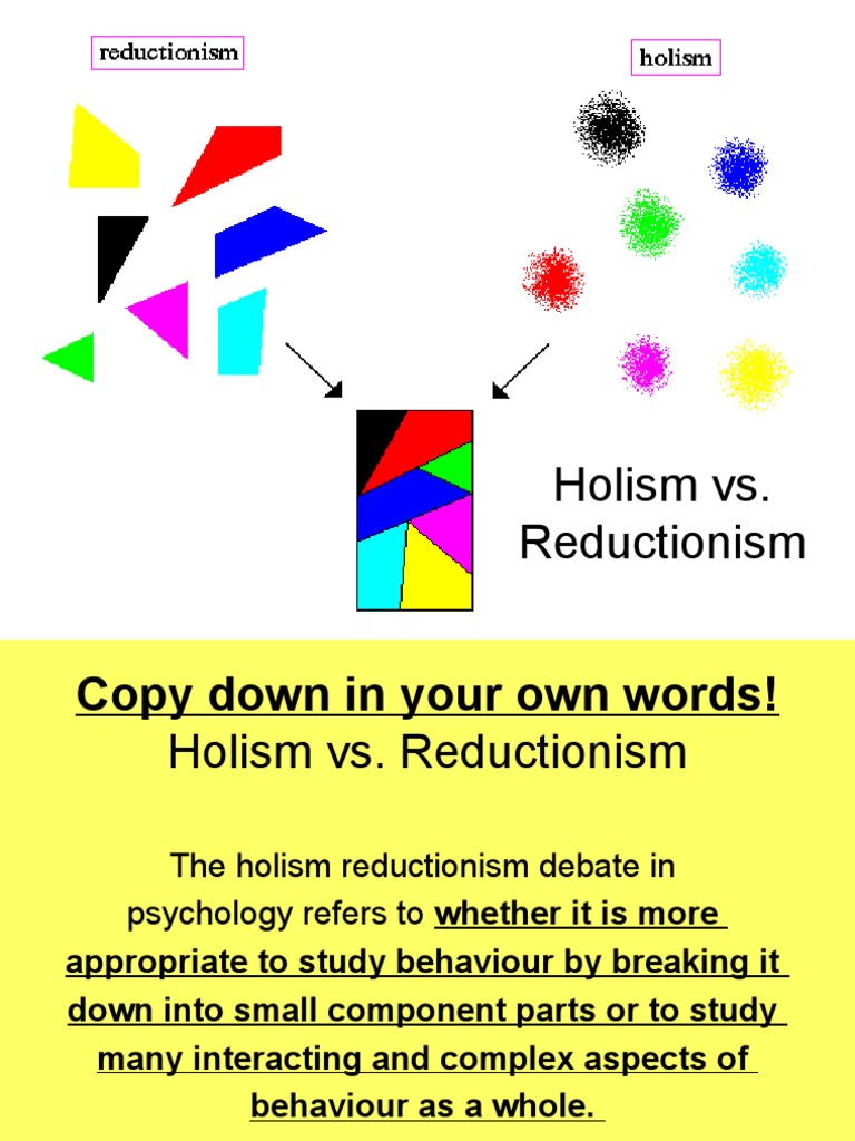 Holism Vs Reductionism | PDF | Reductionism | Insight