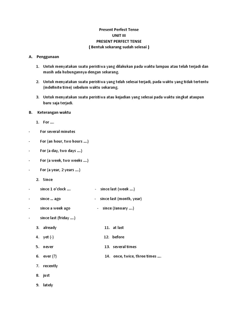 MATERI 2 Present Perfect Tense | PDF | Grammatical Tense | Perfect ...