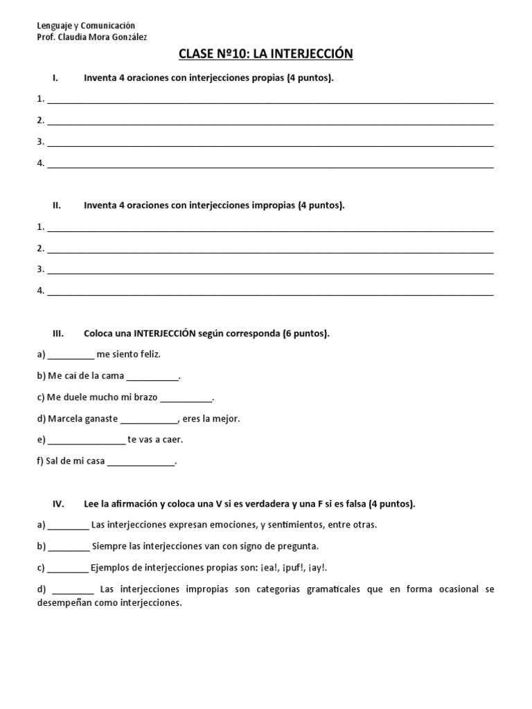 Clase Nº10 La Interjección | PDF