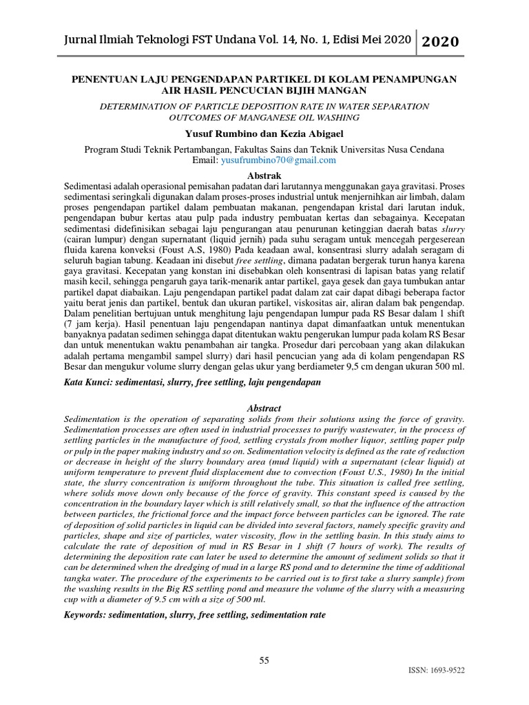 Jurnal Ilmiah Teknologi FST Undana Vol. 14, No. 1, Edisi Mei 2020 | PDF