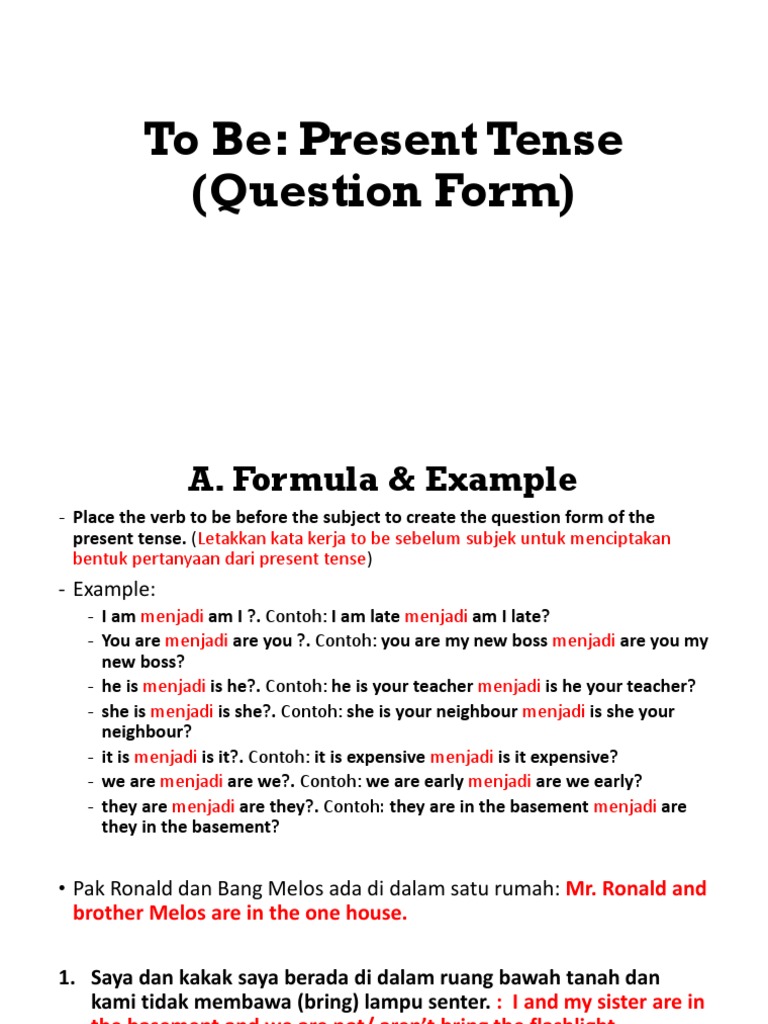 Present Tense Questions with "To Be" | PDF | Ancient Mediterranean ...