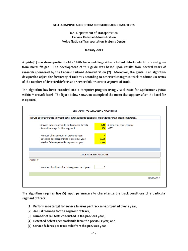 Self Adaptive Algorithm For Scheduling Rail Tests Pdf Visual Basic 3328