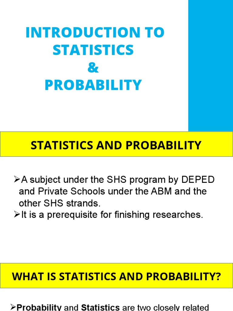 Introduction To Statistics & Probability | PDF | Random Variable | Probability Distribution
