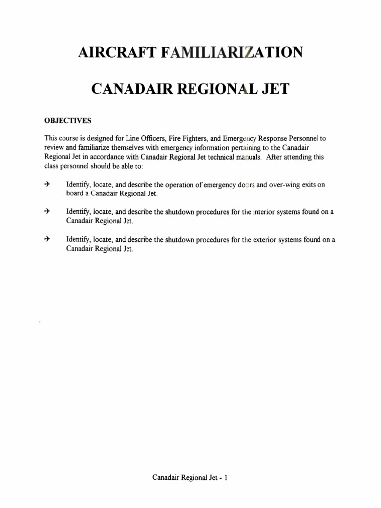CRJ Familiarization OrientationStudyGuide | PDF