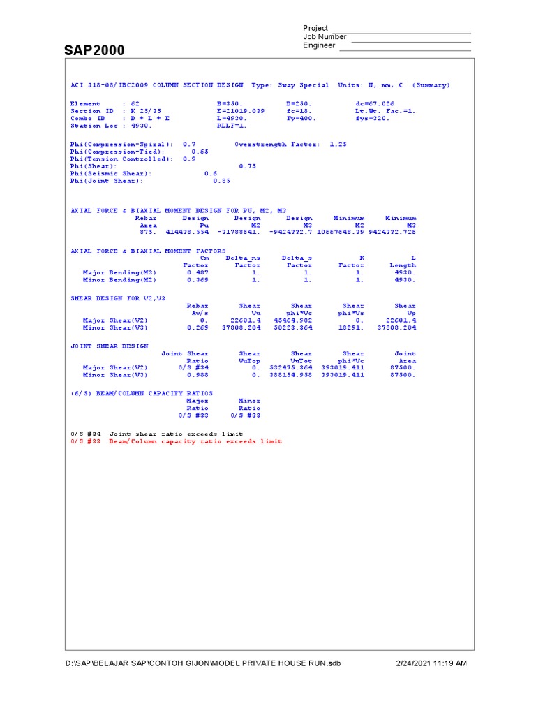 Project Job Number Engineer: O/S #34 Joint Shear Ratio Exceeds Limit ...