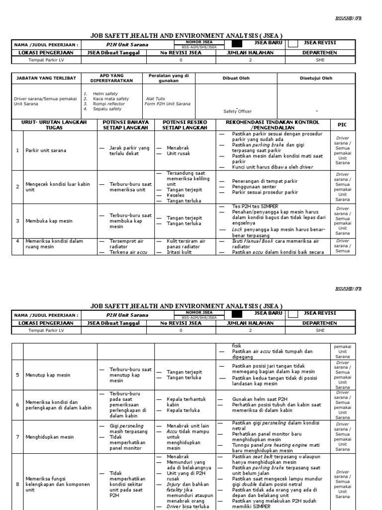 003-JSEA P2H Unit Sarana | PDF