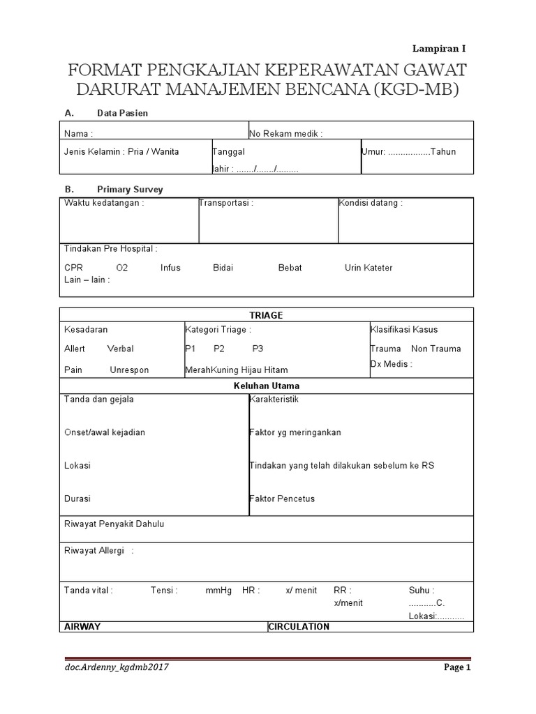 Format Pengkajian KGD MB 2019-1 | PDF