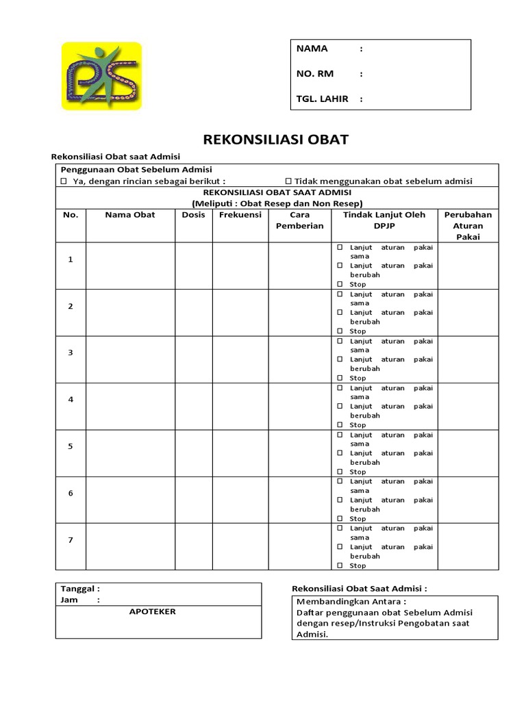 Form Rekonsiliasi Obat | PDF
