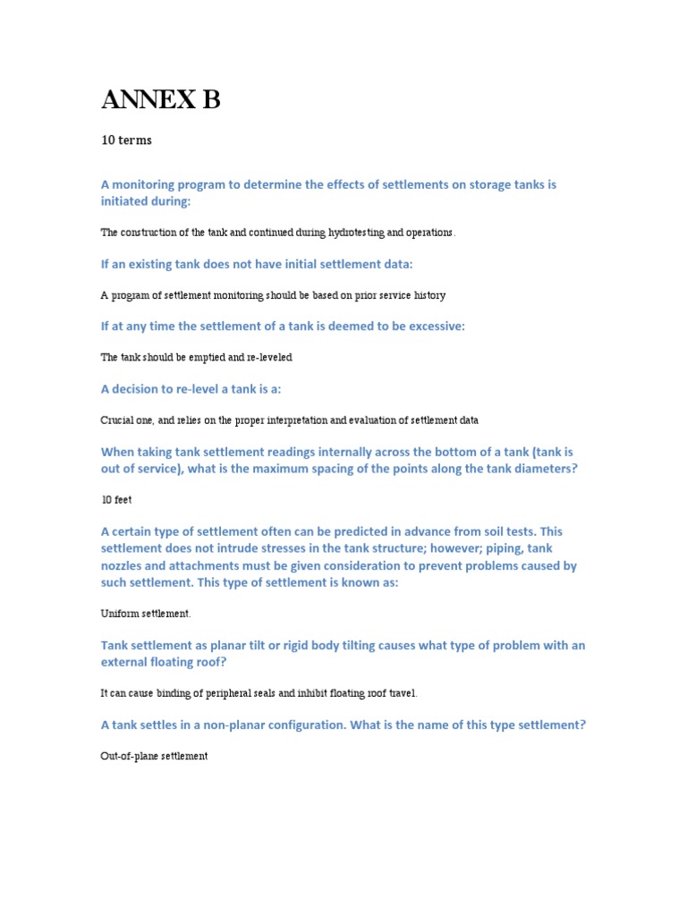 API 653 - Annex B - 10 Terms | PDF