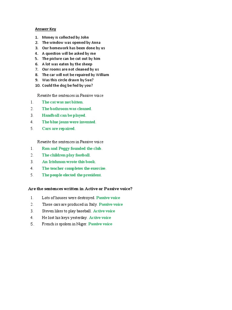 Passive Voice Exercises and Answers | PDF