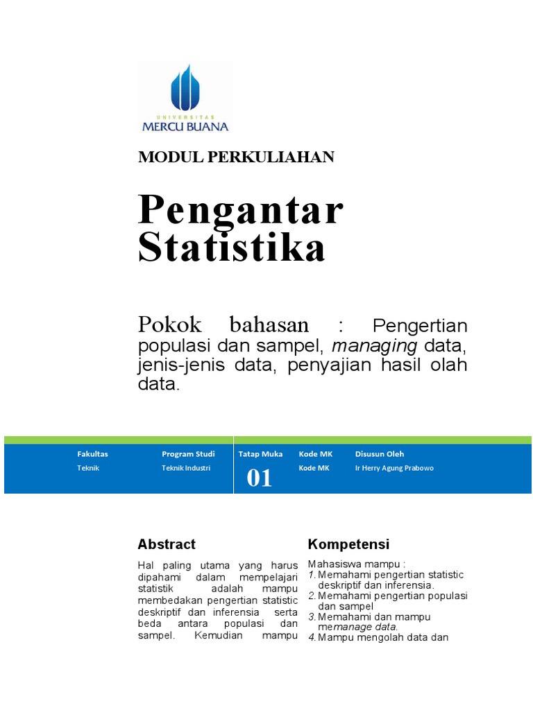 Modul Standard - 1 Pengantar Statistika | PDF | Karier & Perkembangan ...