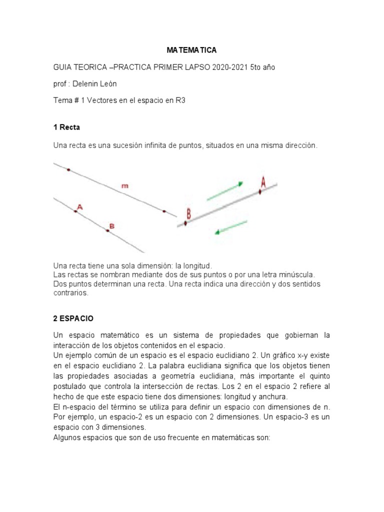Tema # 1 Vectores en El Espacio en R3 | PDF | Geometria plana) | Espacio