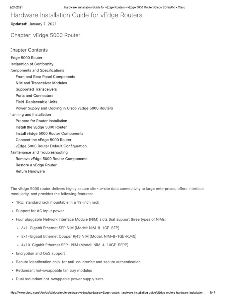 Vedge 5000 Router IG | PDF