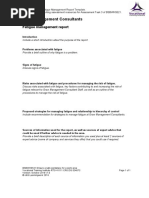 Fatigue Management Report Template | PDF