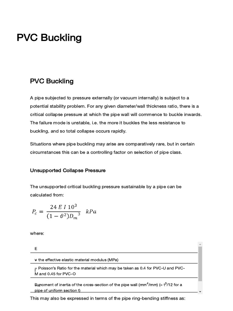 PVC Pipe Buckling Analysis and Factors | PDF | Buckling | Young's Modulus