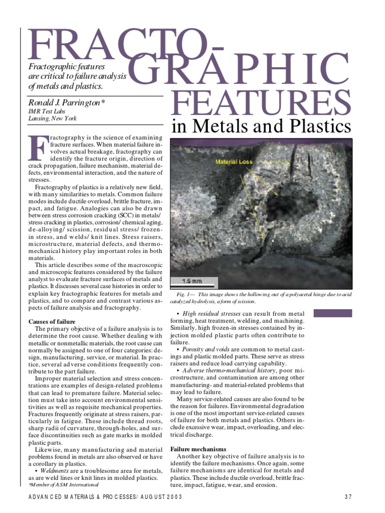 Fractographic Features in Metals | PDF | Fracture | Ductility