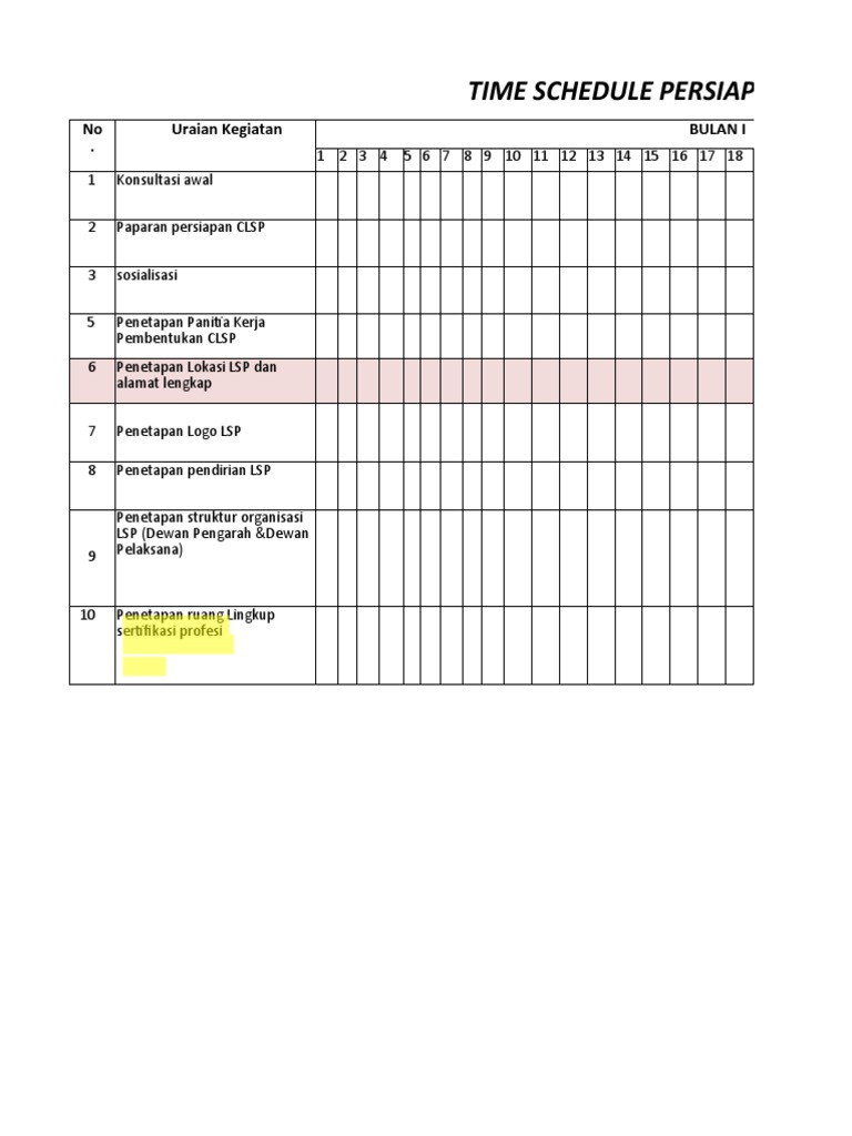 Time Schedule Contoh | PDF