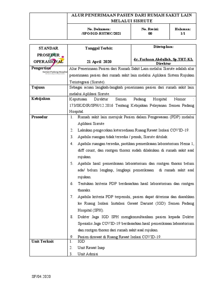 Alur Penerimaan Pasien Sisrute | PDF | Pengelolaan Keuangan & Uang ...