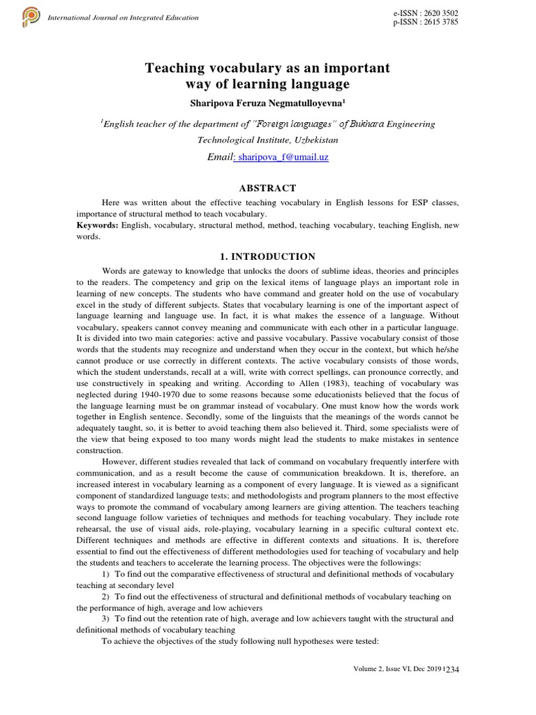 Effective Vocabulary Teaching Methods | PDF | Vocabulary | Word