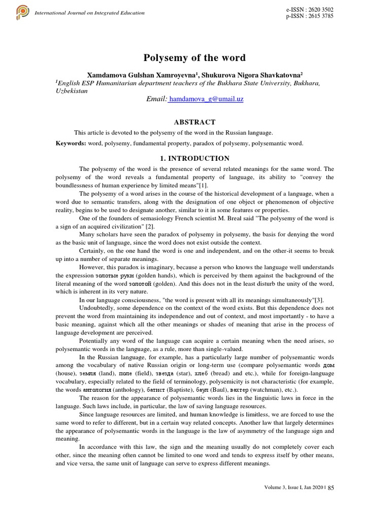 Polysemy of The Word | PDF