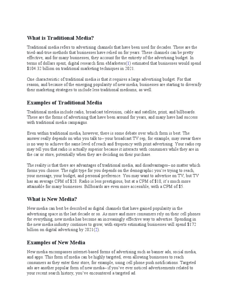 Understanding Traditional Media Basics | PDF | New Media | Advertising