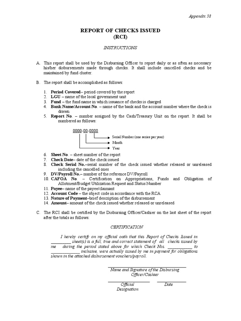 Appendix 38 - Instructions - RCI | PDF | Cheque | Payments