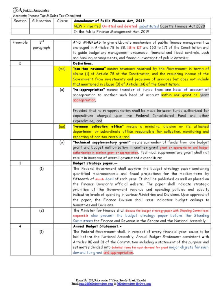 Amendment in Public Finance Management Act, 2019 | PDF | Public Finance ...