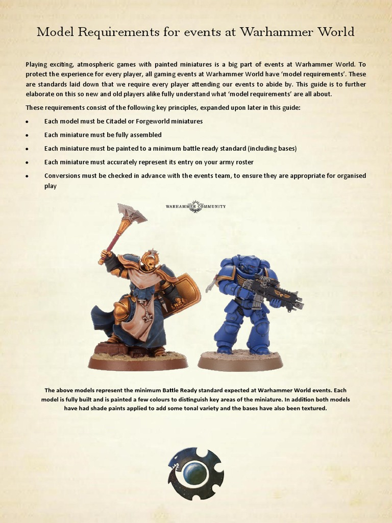 Model Requirements For Events at Warhammer World | PDF | Leisure
