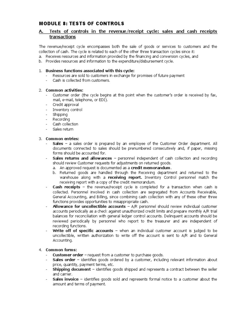 MODULE 8 - Test of Controls | PDF | Internal Control | Payroll