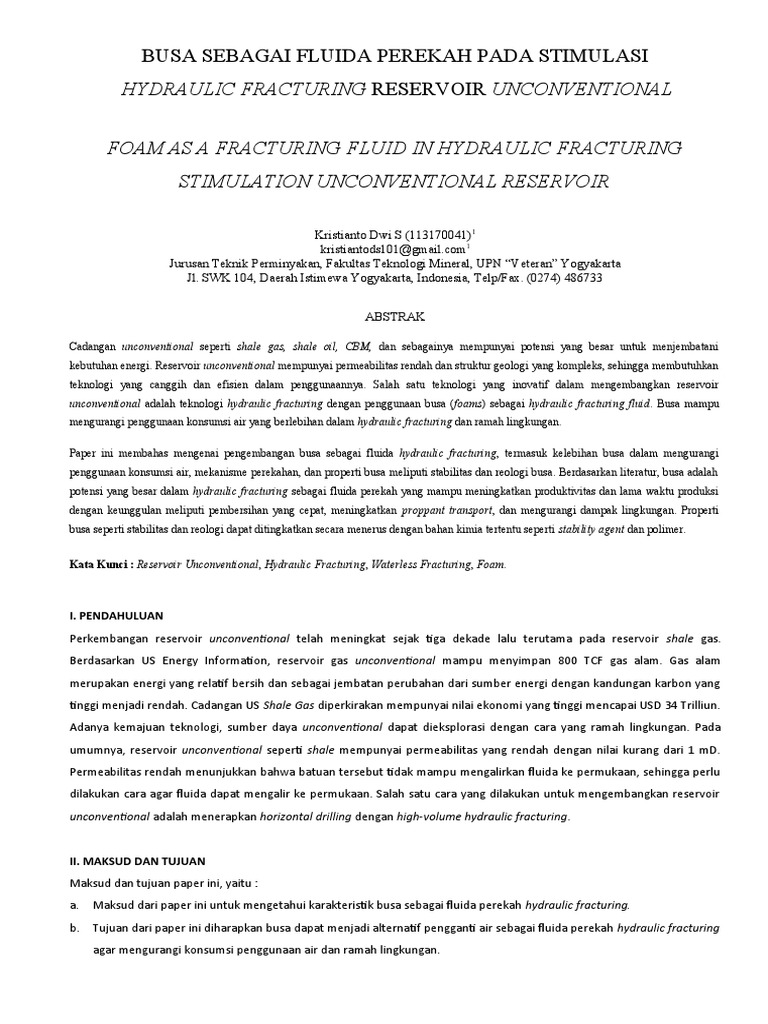 Foam As A Fracturing Fluid in Hydraulic Fracturing Stimulation ...